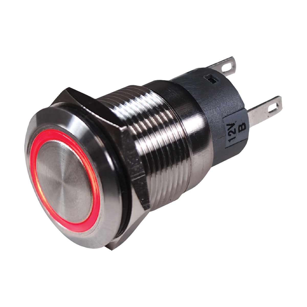BLA STAINLESS BACKLIT PUSH BUTTON SWITCH RED 114249 – OHM Electronics